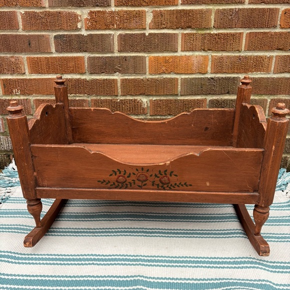Handmade | Accents | Cradle Handmade Antique Almoge Wooden Rocking Baby ...
